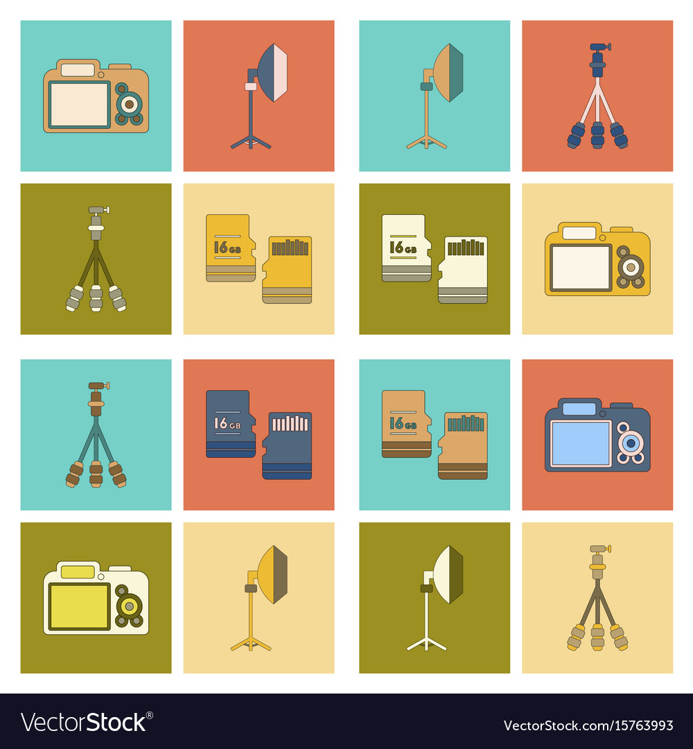 Assembly flat icon technology camera professional Vector Image