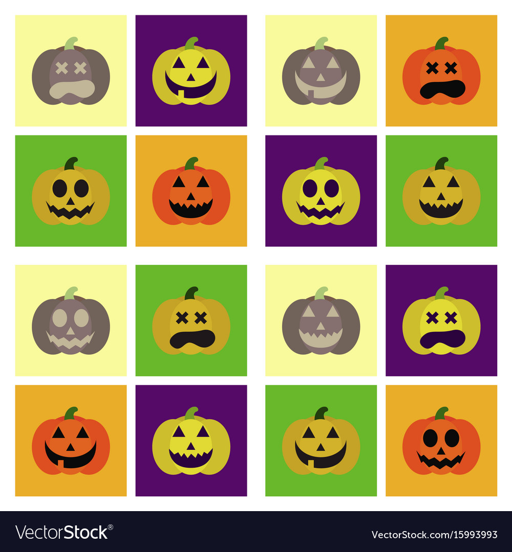 Assembly flat icons halloween emotion pumpkin Vector Image