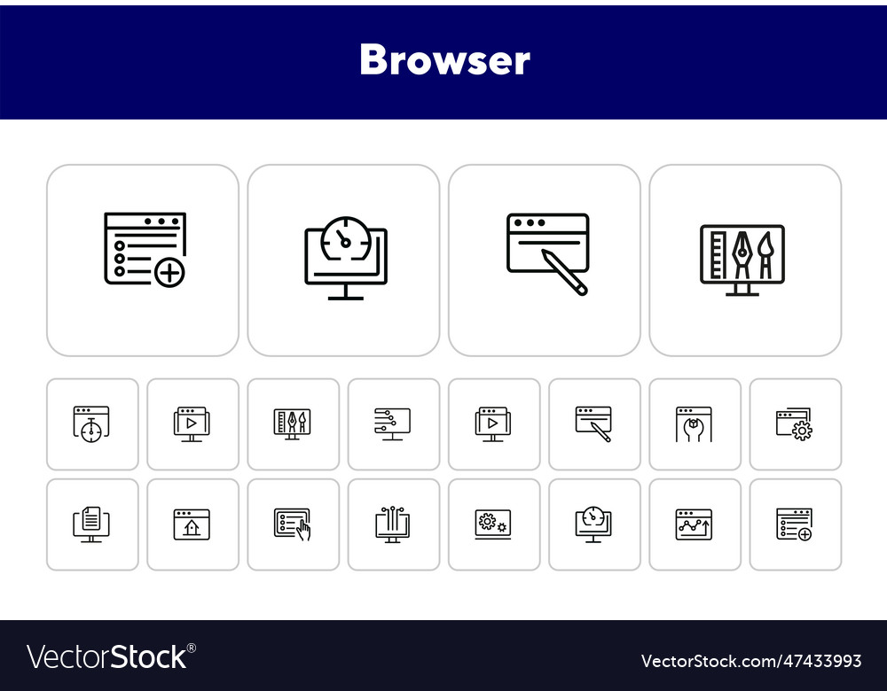 Browser line icon set Royalty Free Vector Image