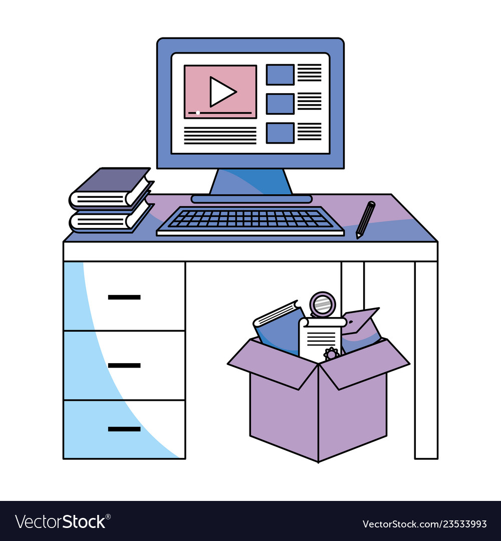 Computer and desk Royalty Free Vector Image - VectorStock
