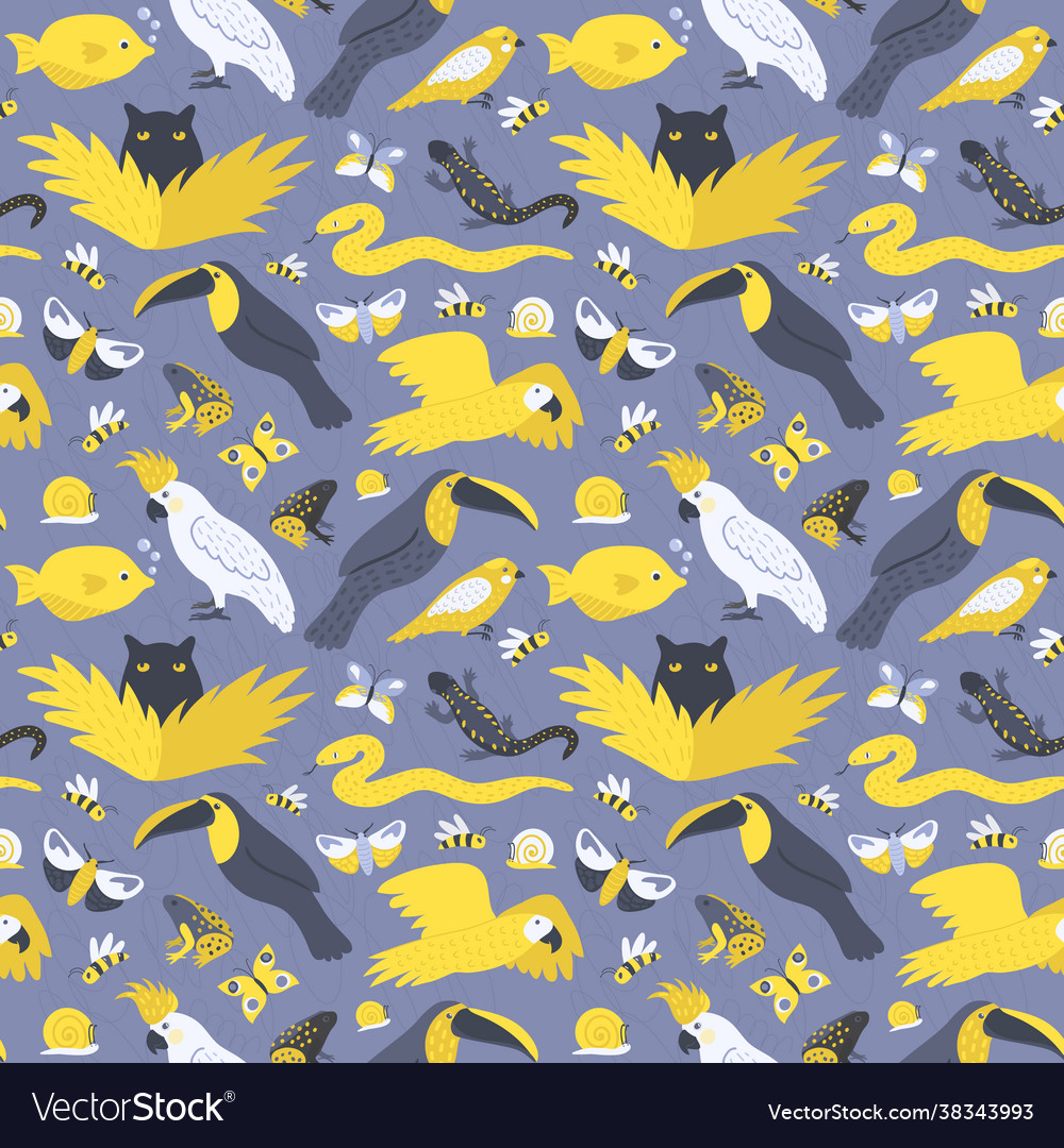 Fauna pattern purple yellow Royalty Free Vector Image