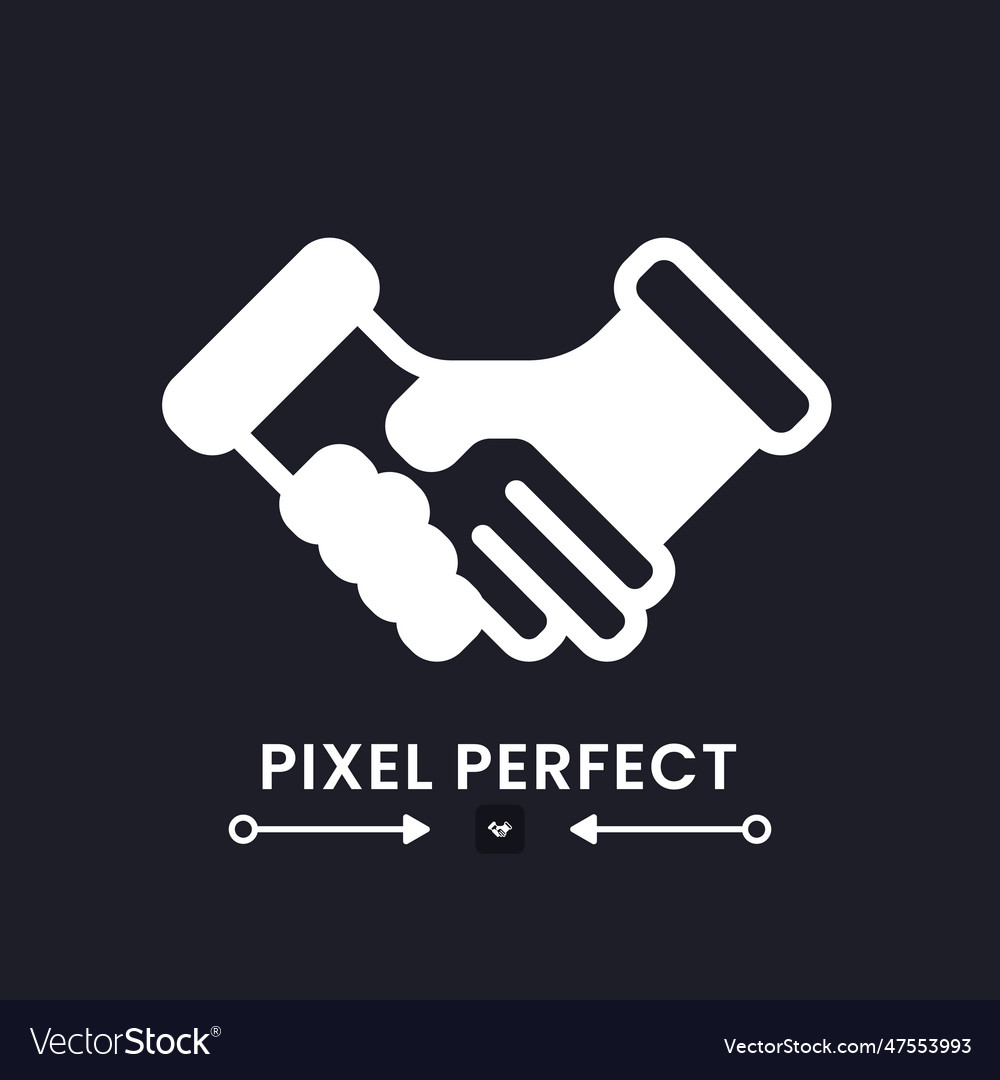 Handshake white solid desktop icon Royalty Free Vector Image