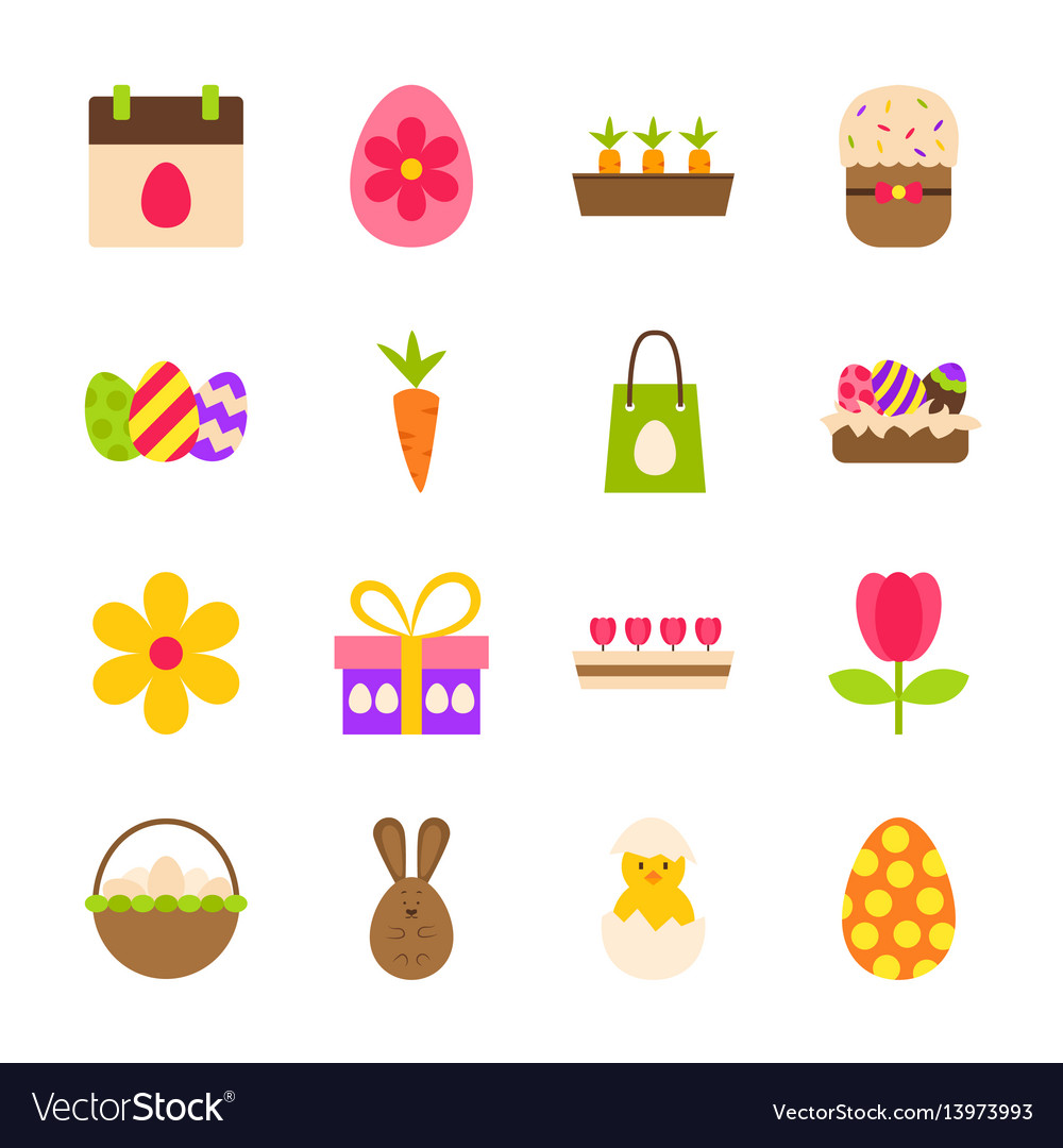 Happy easter spring objects Royalty Free Vector Image