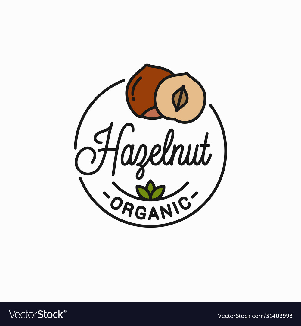 Hazelnut logo round linear Royalty Free Vector Image