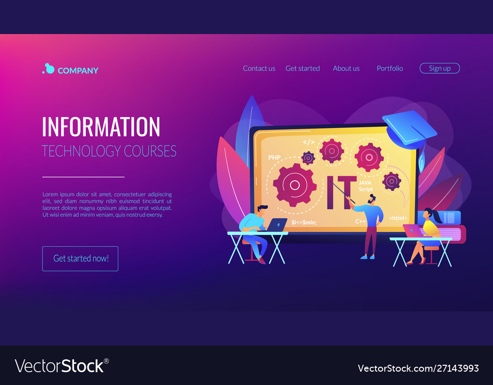 Information technology courses concept landing Vector Image