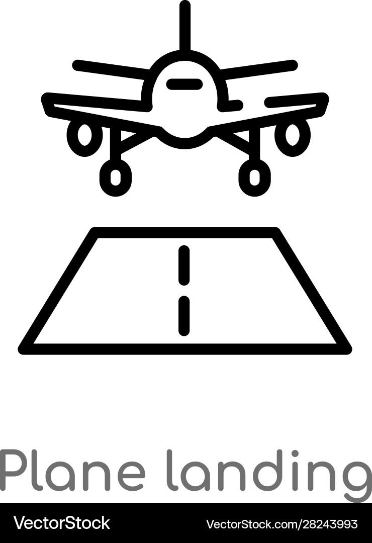 Outline plane landing icon isolated black simple Vector Image