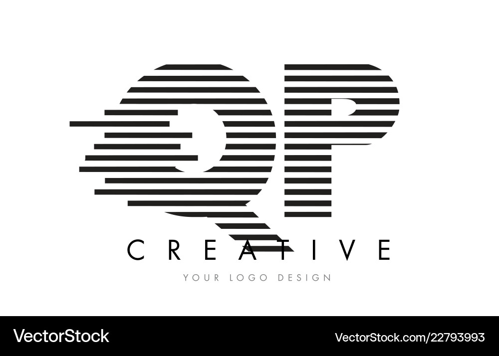 Qp q p zebra letter logo design with black Vector Image