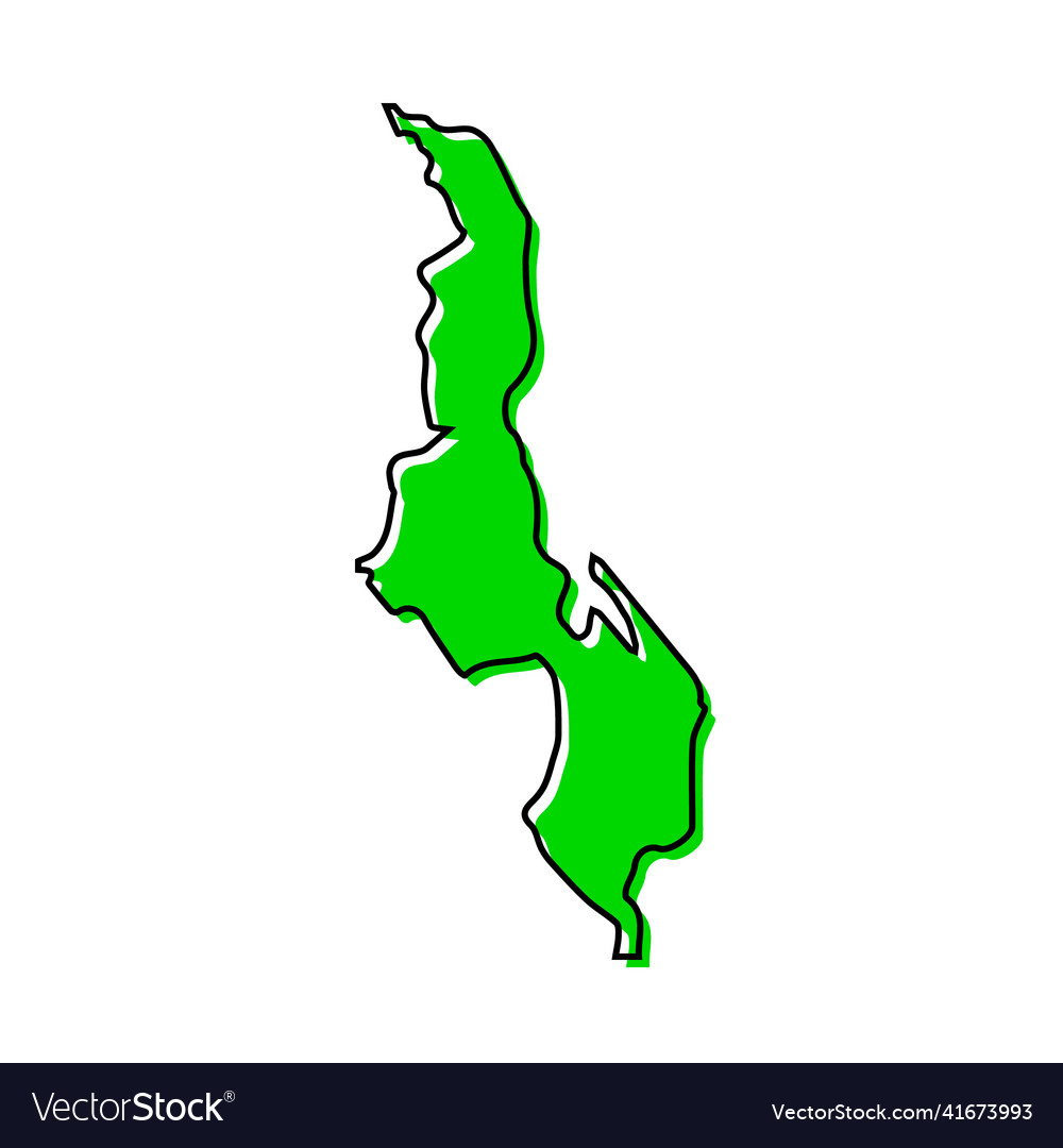 Simple Outline Map Of Malawi Stylized Line Design Vector Image