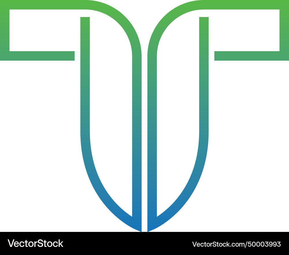 T letter logo blue and green color Royalty Free Vector Image
