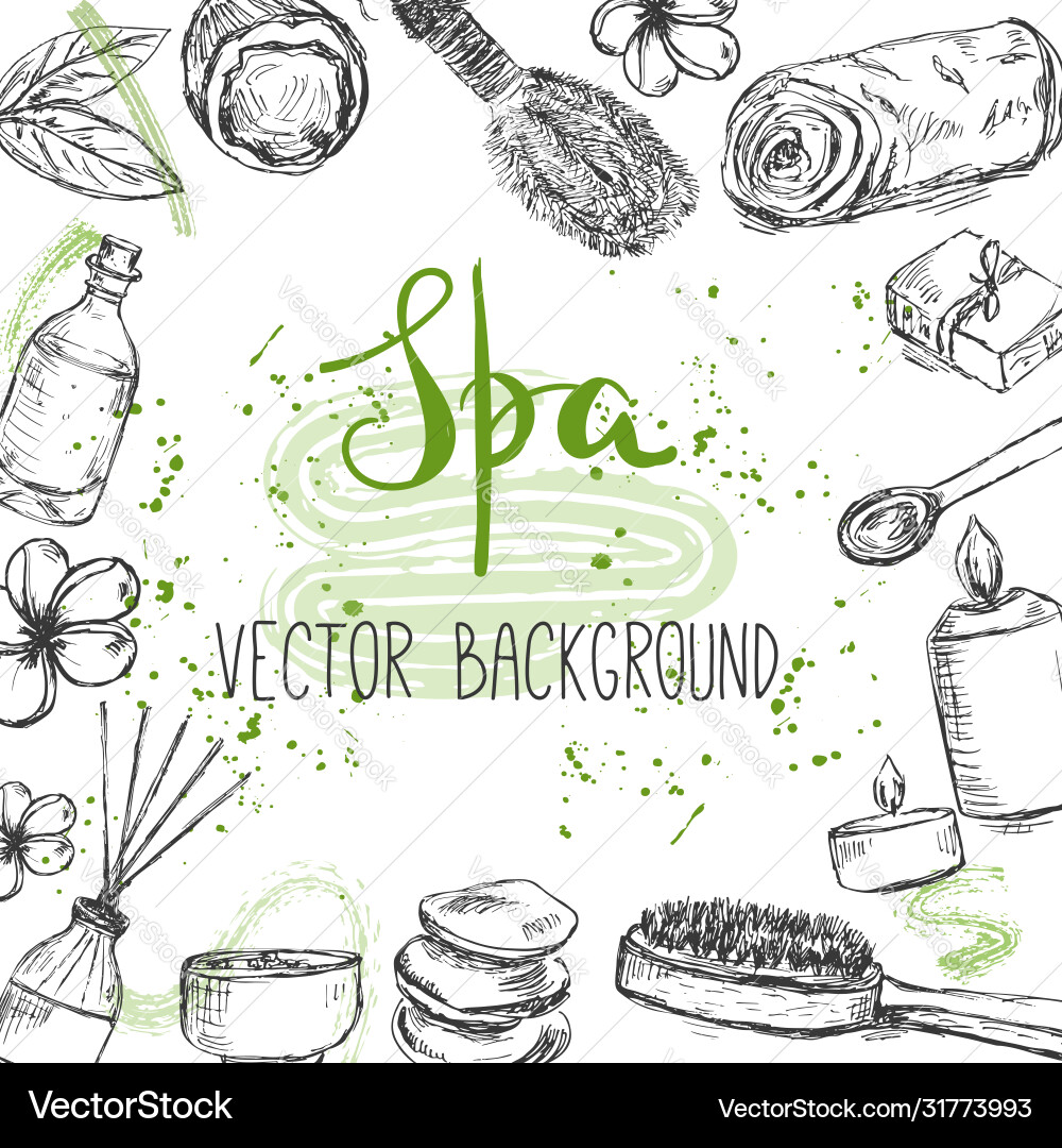 Template with hand drawn beauty and spa related Vector Image