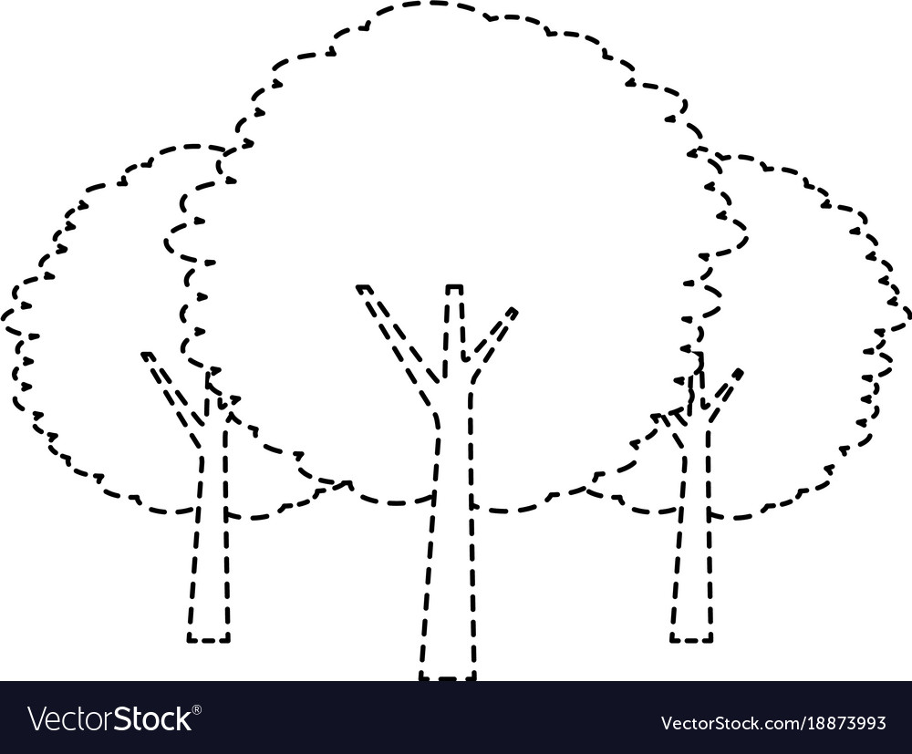 Three tree plant botanical natural Royalty Free Vector Image