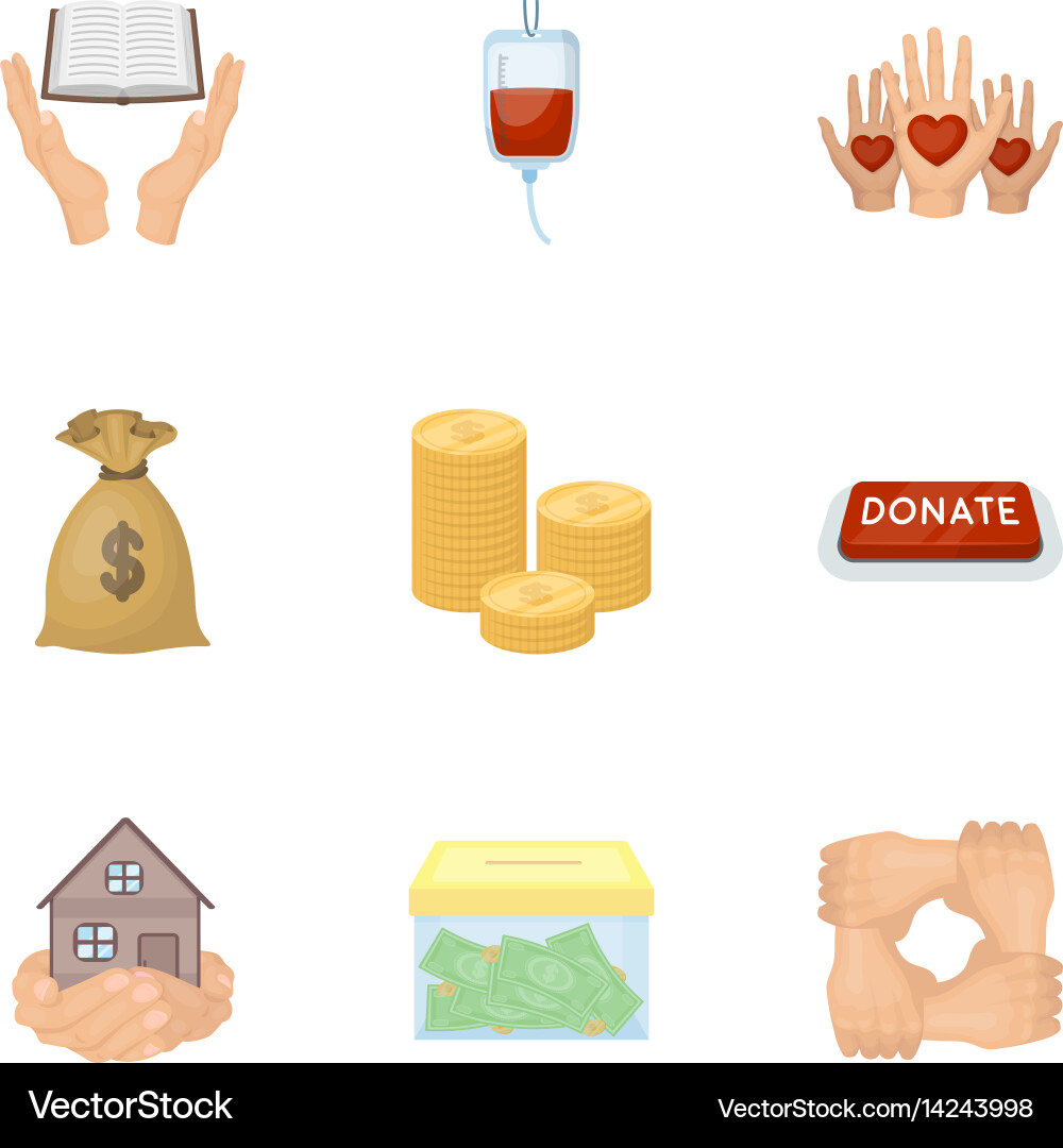 Charitable foundation icons on helping people Vector Image