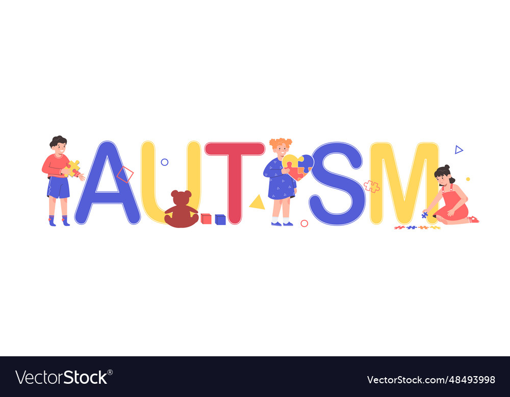 Flat autism text Royalty Free Vector Image - VectorStock