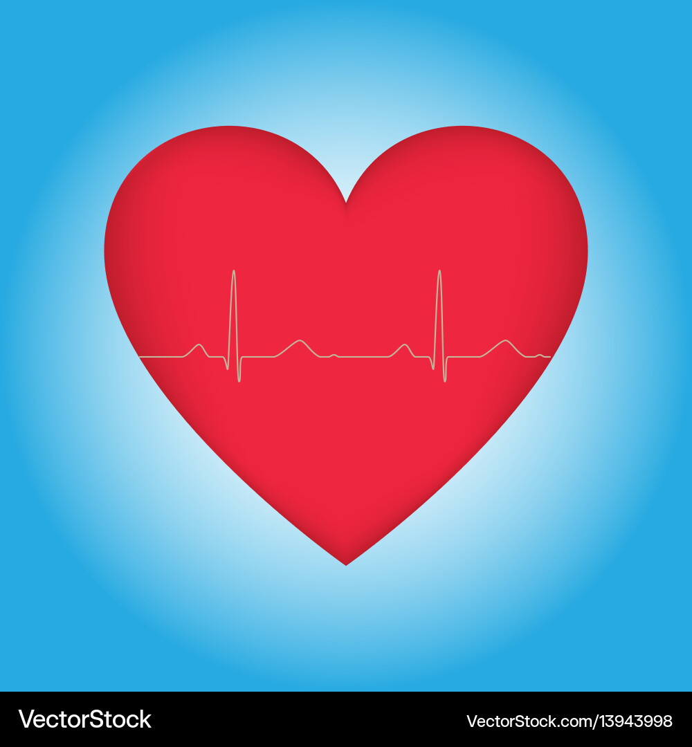Heart with cardiogram on blue Royalty Free Vector Image