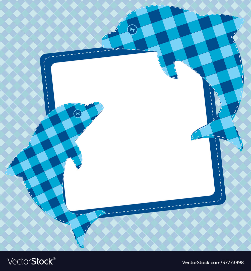 Marine patchwork pattern with dolphins Royalty Free Vector