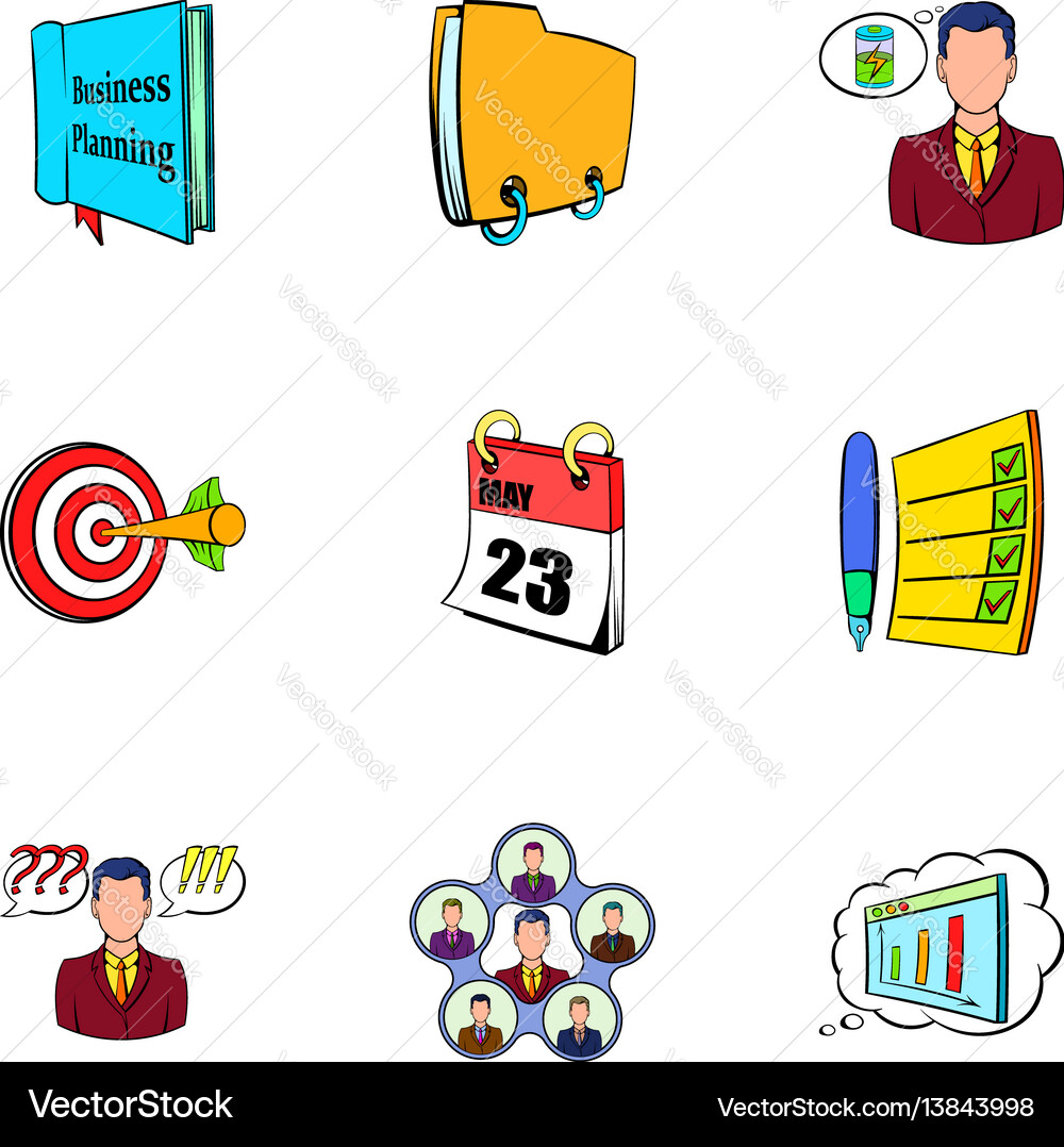 Office information icons set cartoon style Vector Image