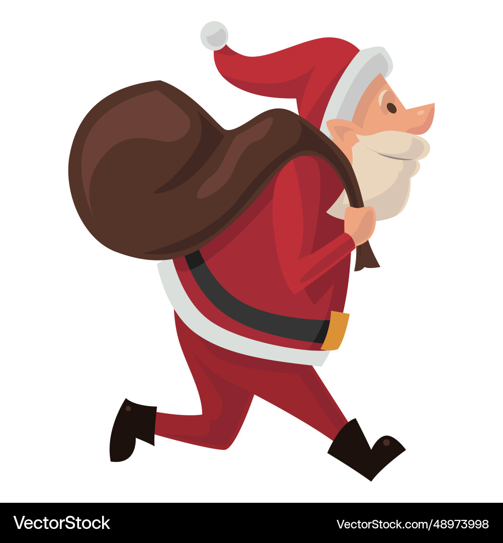 Santa carrying sack cartoon Royalty Free Vector Image