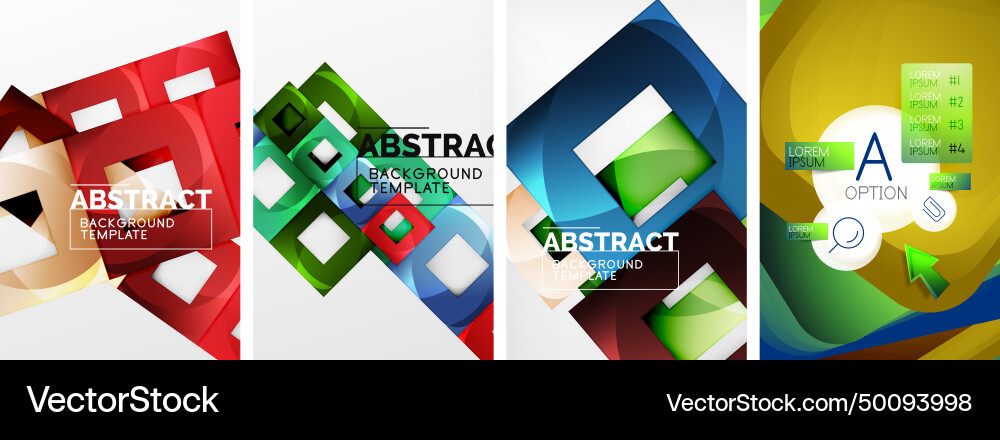 Set of square geometric poster backgrounds Vector Image