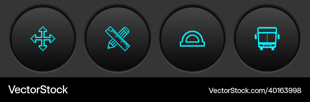 Set pixel arrows in four directions crossed ruler Vector Image