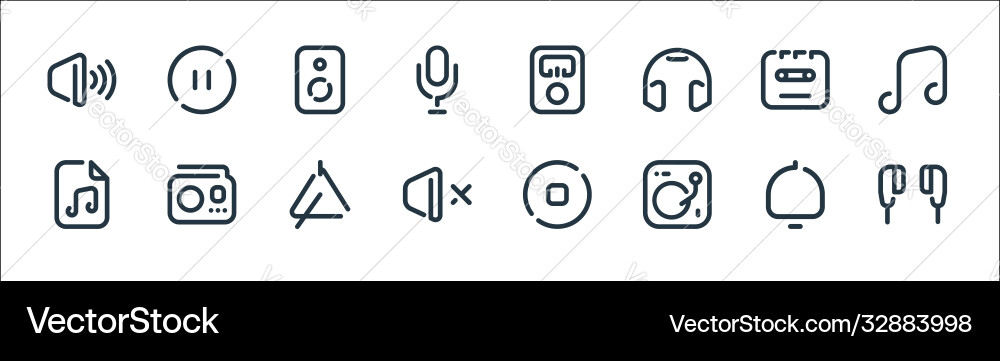 Sound line icons linear set quality line set Vector Image