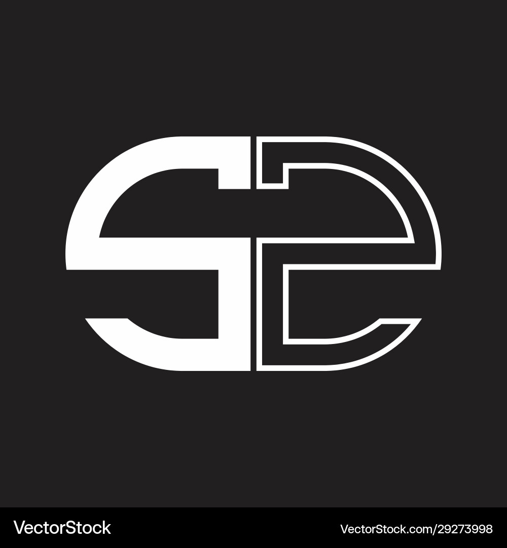 Sz letter logo monogram with oval shape negative Vector Image