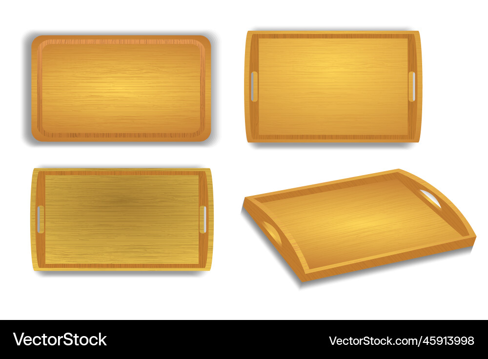 Wooden tray top view isolated Royalty Free Vector Image
