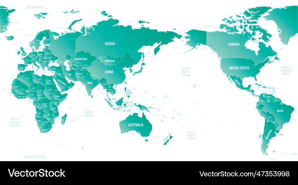 World detailed political map with lables Vector Image