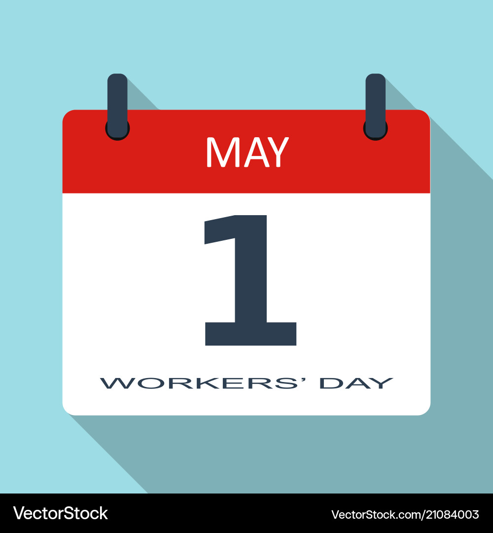 1 may workers day flat daily calendar ico Vector Image