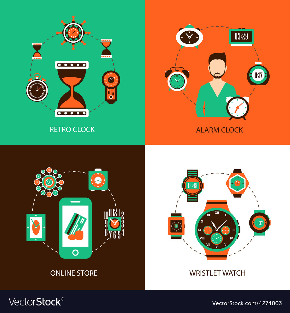 Clock design concept set Royalty Free Vector Image