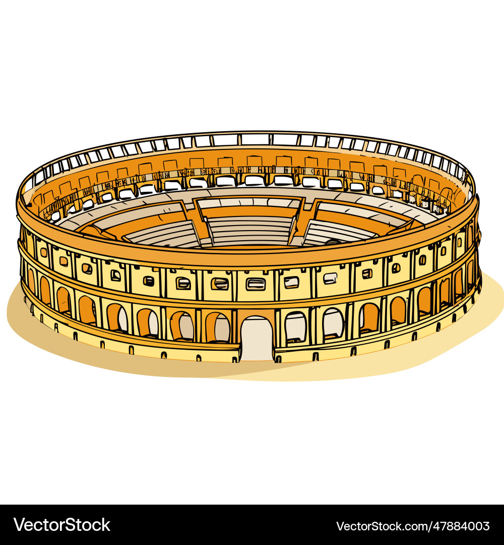Colosseum hand-drawn comic colosseum doodle Vector Image