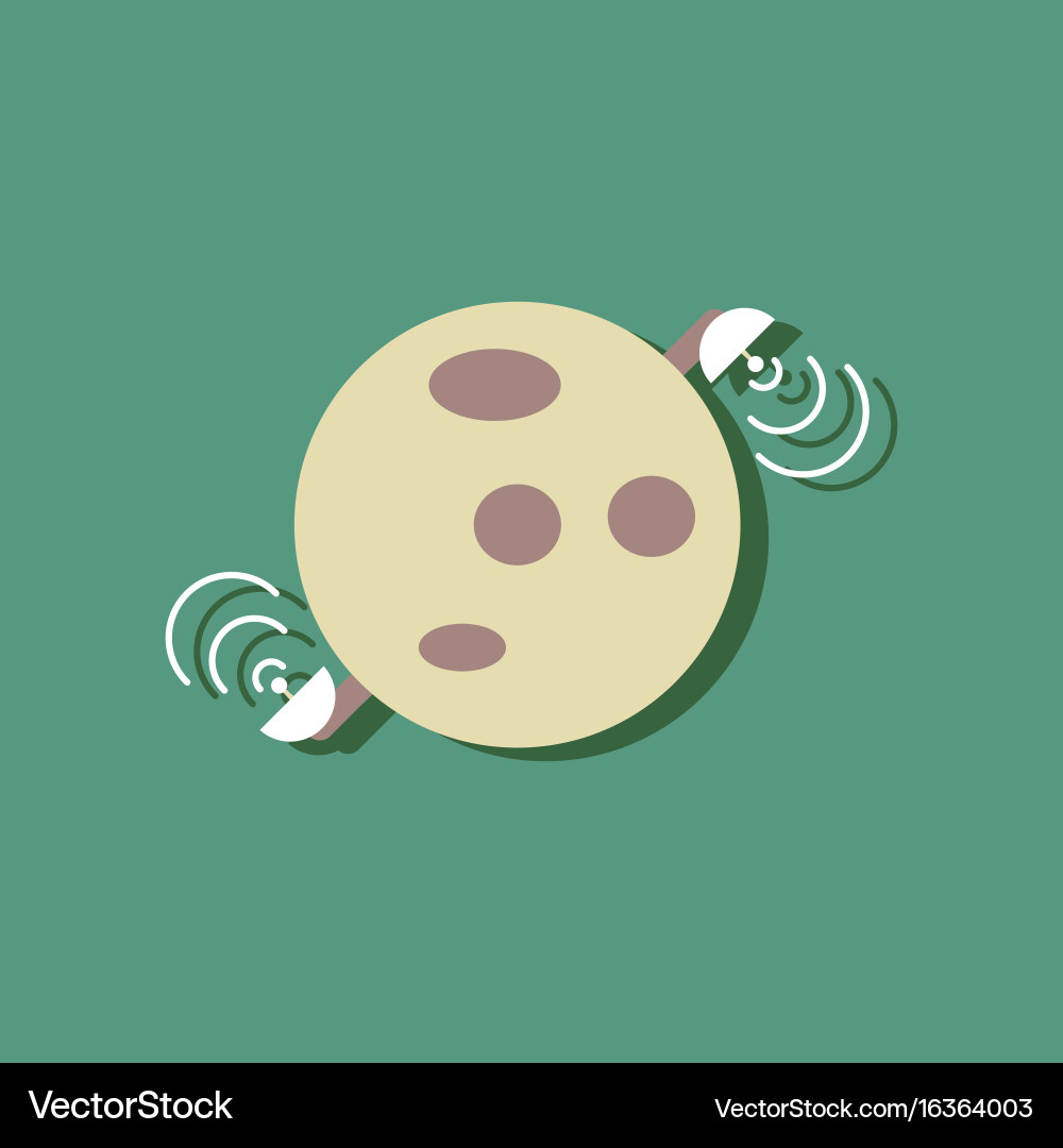 Flat icon design planet and satellite in sticker Vector Image