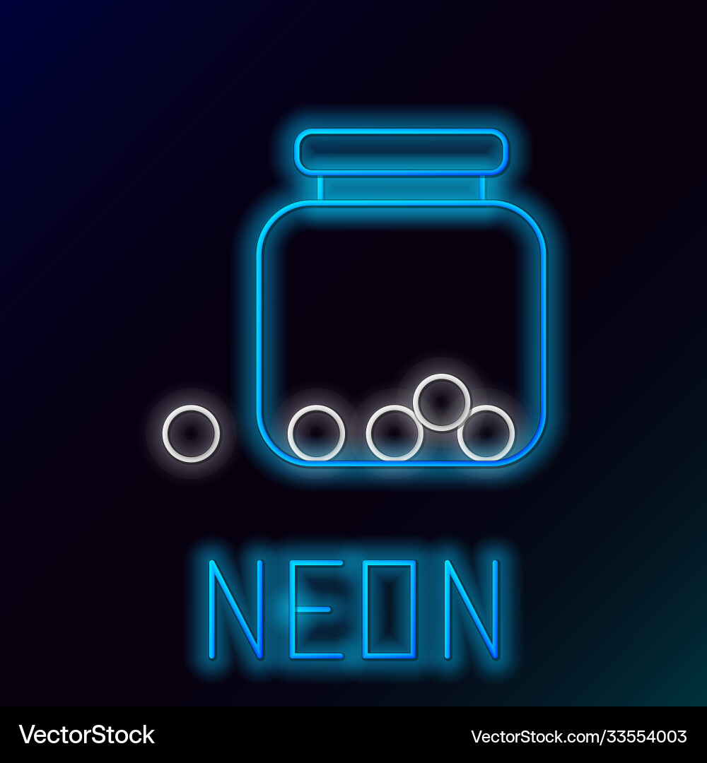 Glowing neon line glass jar with candies inside Vector Image