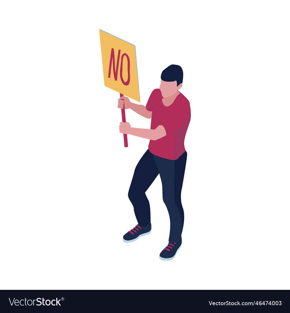 Isometric protesting man Royalty Free Vector Image