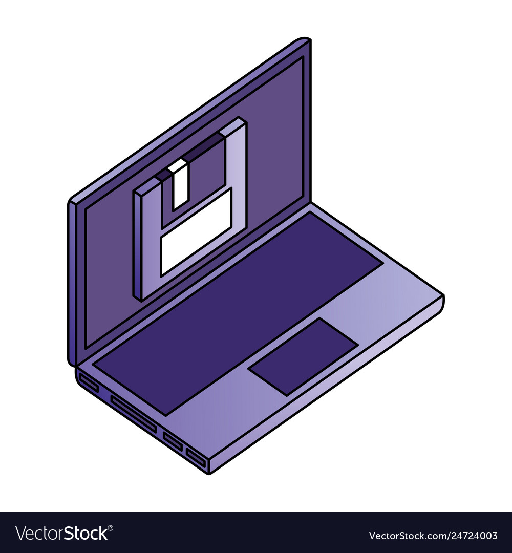 Laptop computer floppy backup data network Vector Image
