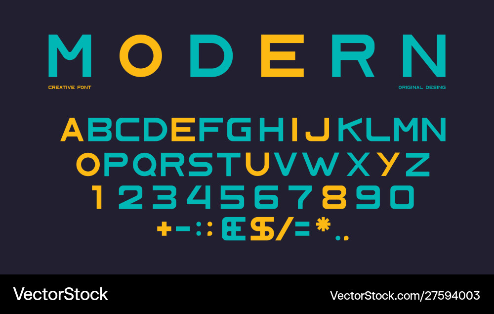 Latin alphabet numbers and punctuation font Vector Image