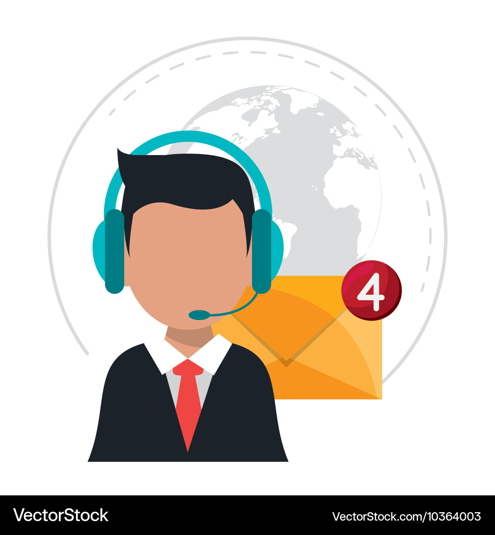 Man headphone avatar call center design Royalty Free Vector