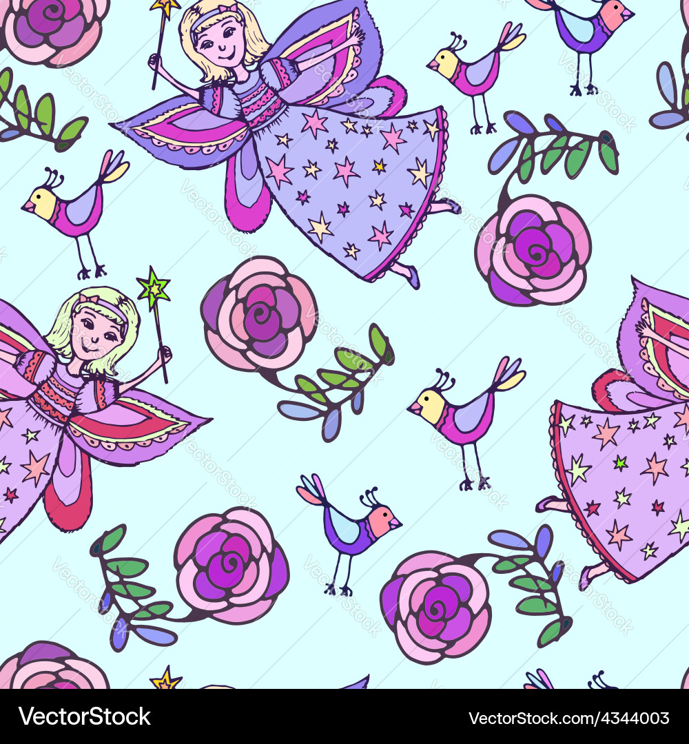 Seamless pattern sketch of fairy Royalty Free Vector Image