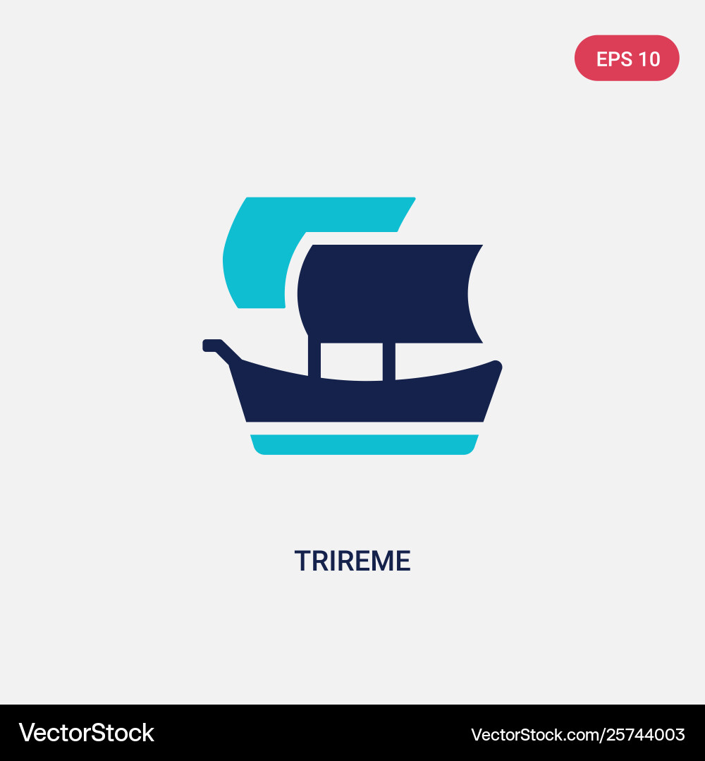 Two color trireme icon from greece concept Vector Image