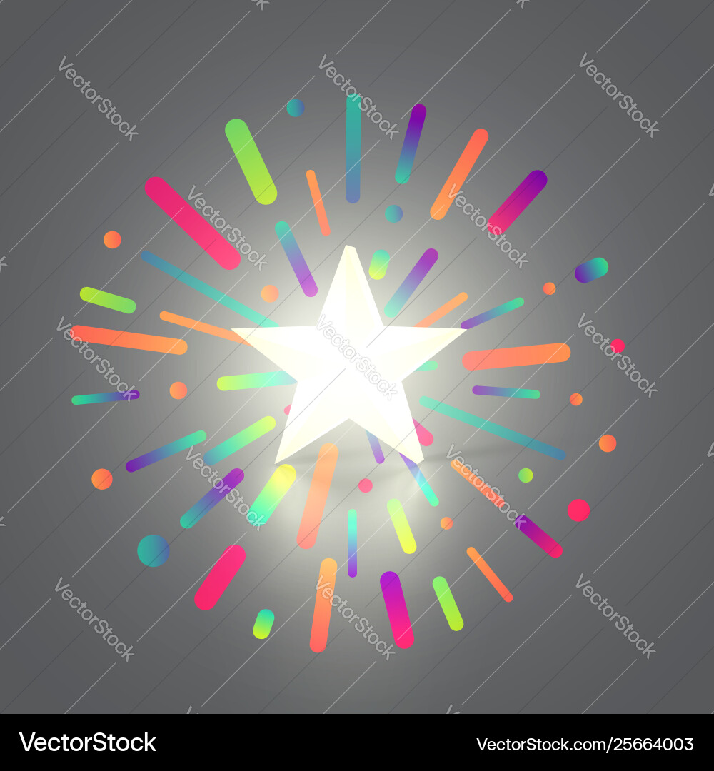 Yellow glowing 3d star on colorful background Vector Image