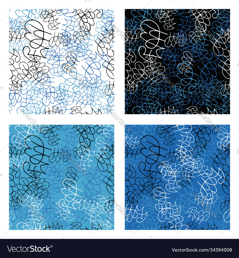 Abstract hand drawn lines seamless pattern set Vector Image