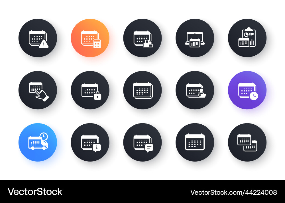 Calendar icons schedule appointment event date Vector Image