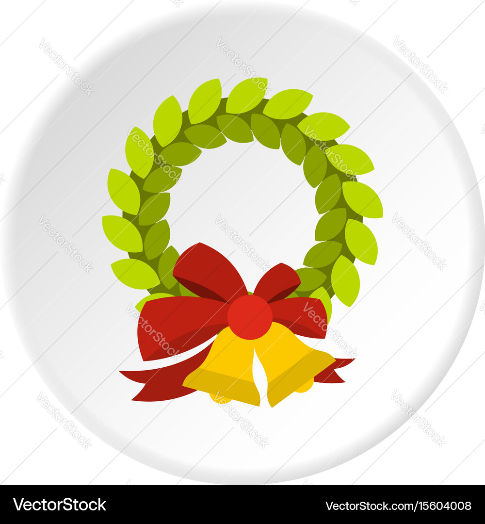 Christmas wreath with bell icon circle Royalty Free Vector