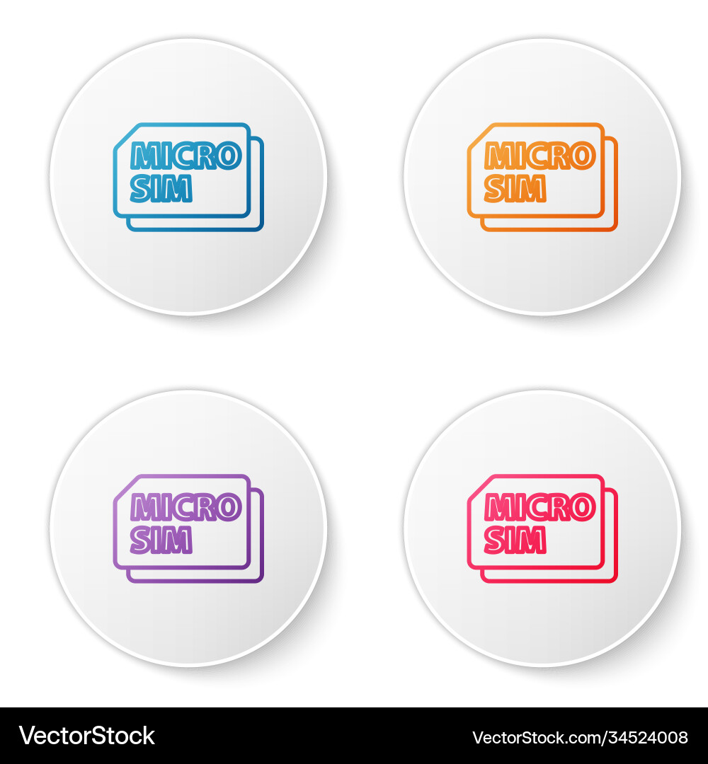 Color line micro sim card icon isolated on white Vector Image