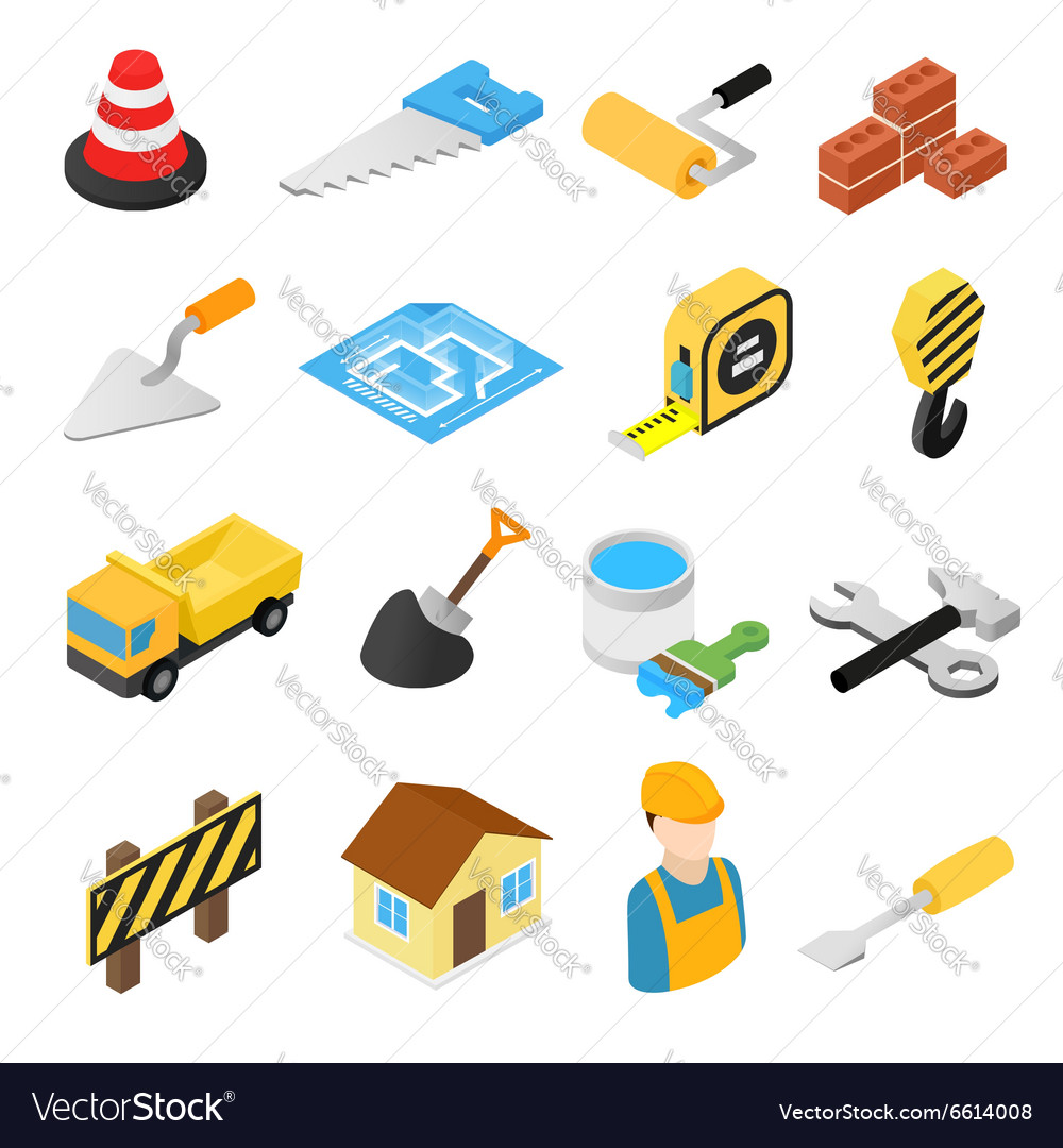 Construction isometric icons set Royalty Free Vector Image Construction isometric icons set Royalty Free Vector Image