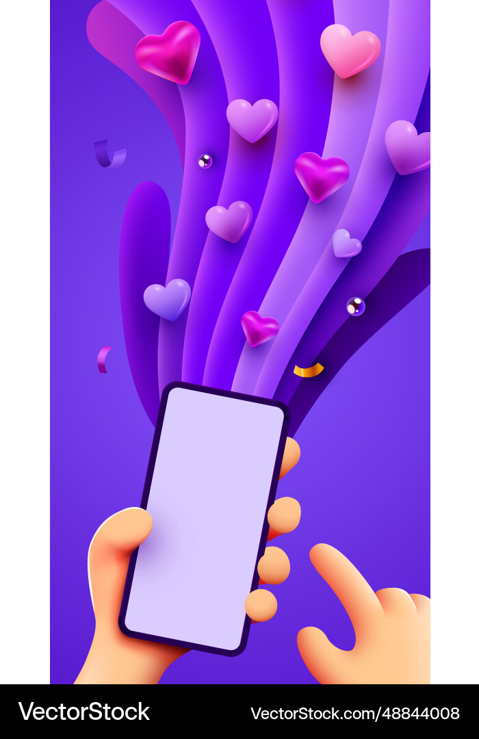 Cute cartoon hand holding mobile smartphone Vector Image