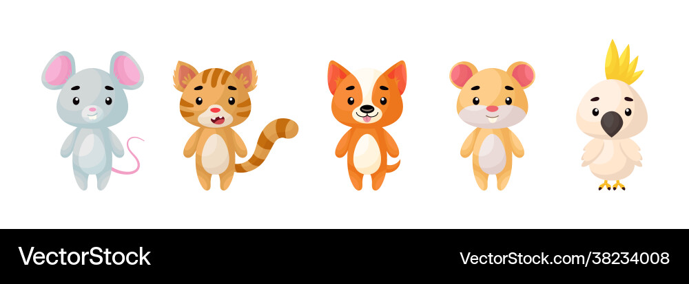 Cute pets animals set collection funny Royalty Free Vector