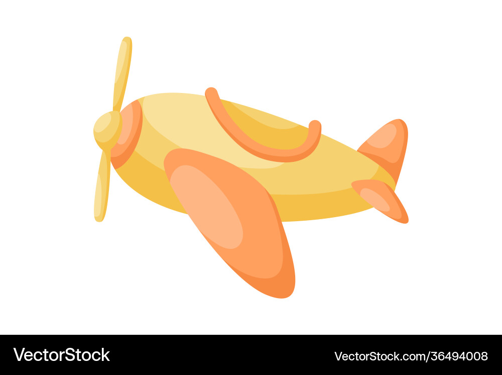 Cute yellow-orange airplane on white background Vector Image