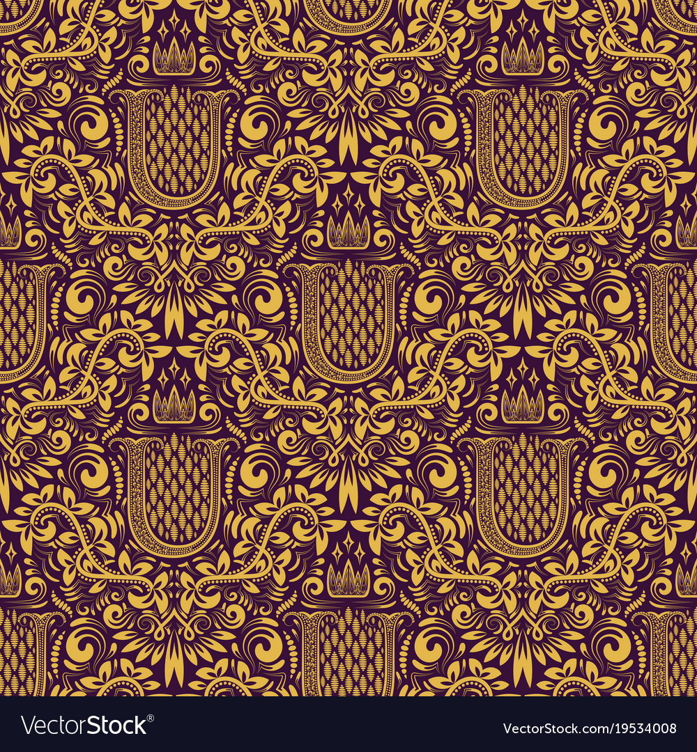 Damask seamless pattern repeating background Vector Image