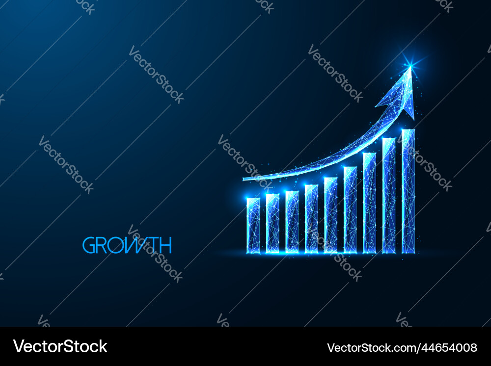 Futuristic economy growth chart in glowing low Vector Image