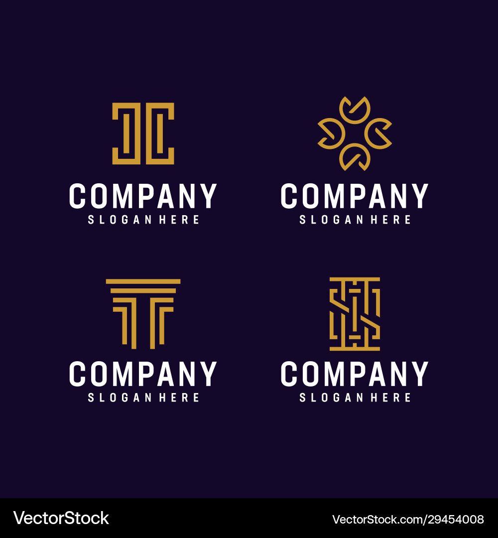 Inspirational modern logo bundle in gold color Vector Image